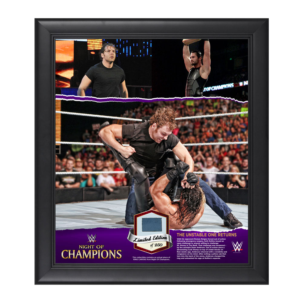 Dean Ambrose Night of Champions Commemorative Framed Ring Canvas Plaqu ...