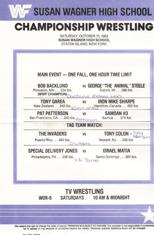 WWF Program October 1983 – PW Catalog